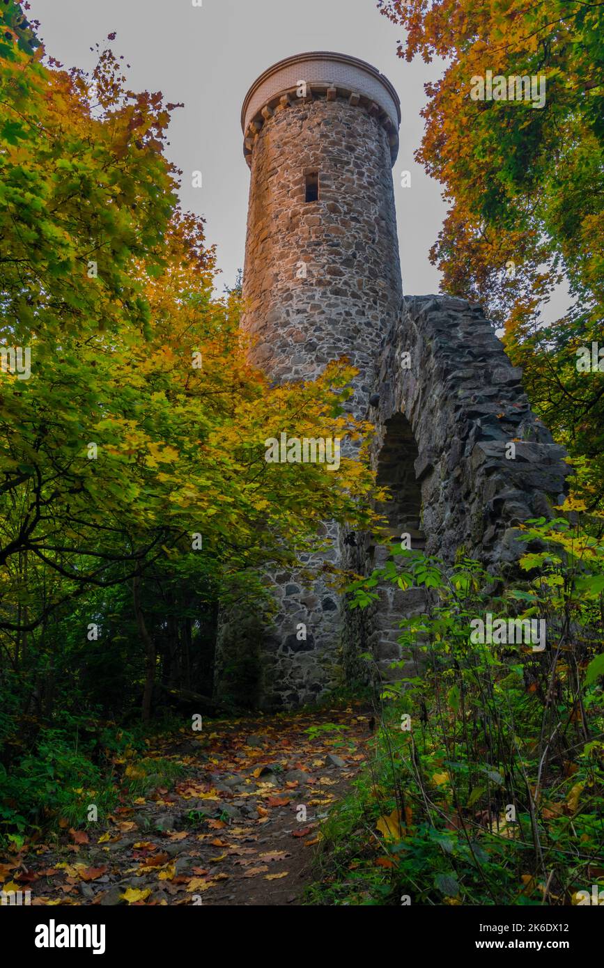 Hamelika old stone lookout tower in autumn sunny color evening Stock ...