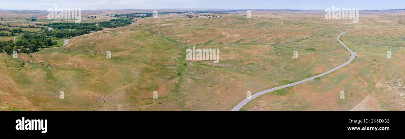 Aerial photograph of the Little Bighorn Battlefield National Monument ...