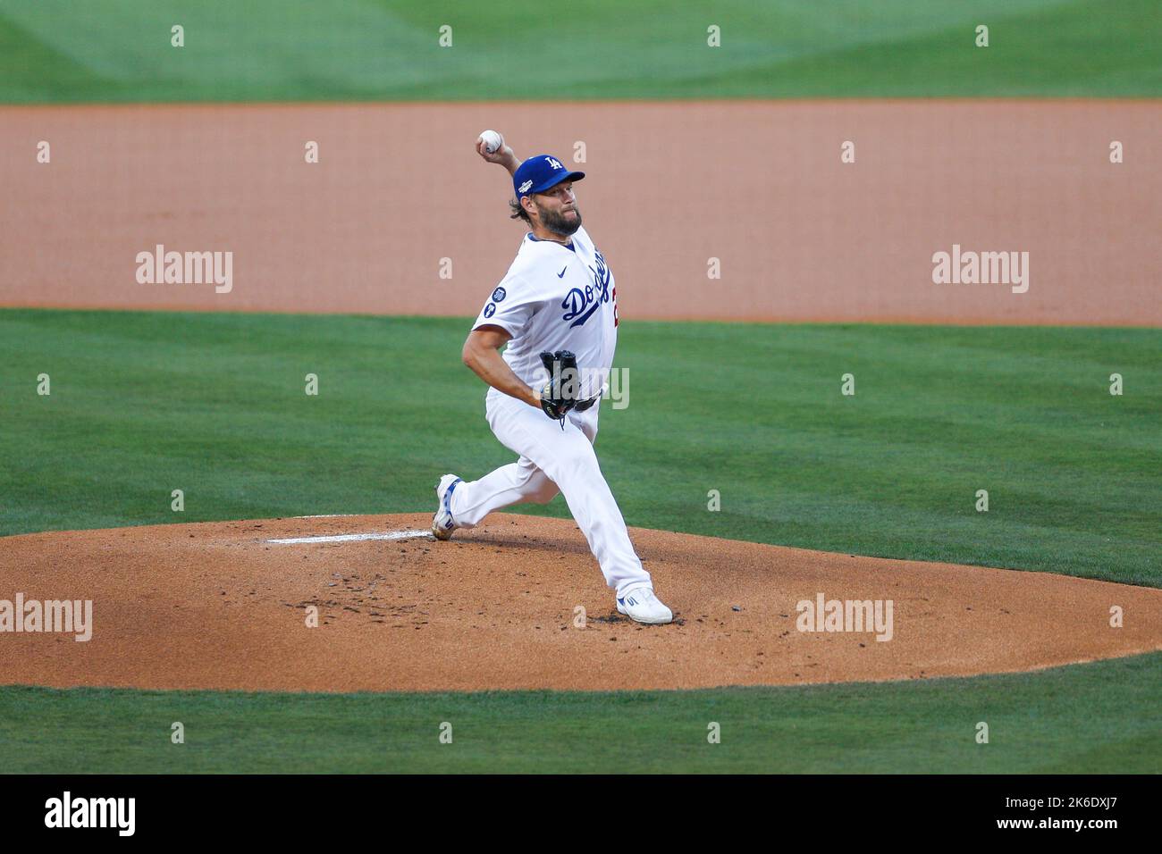 Los Angeles Dodgers starting pitcher Clayton Kershaw (22) throws to the ...