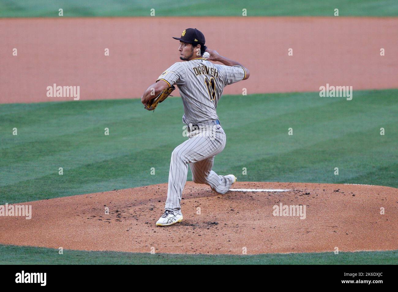 San Diego Padres starting pitcher Yu Darvish (11) throws to the plate ...