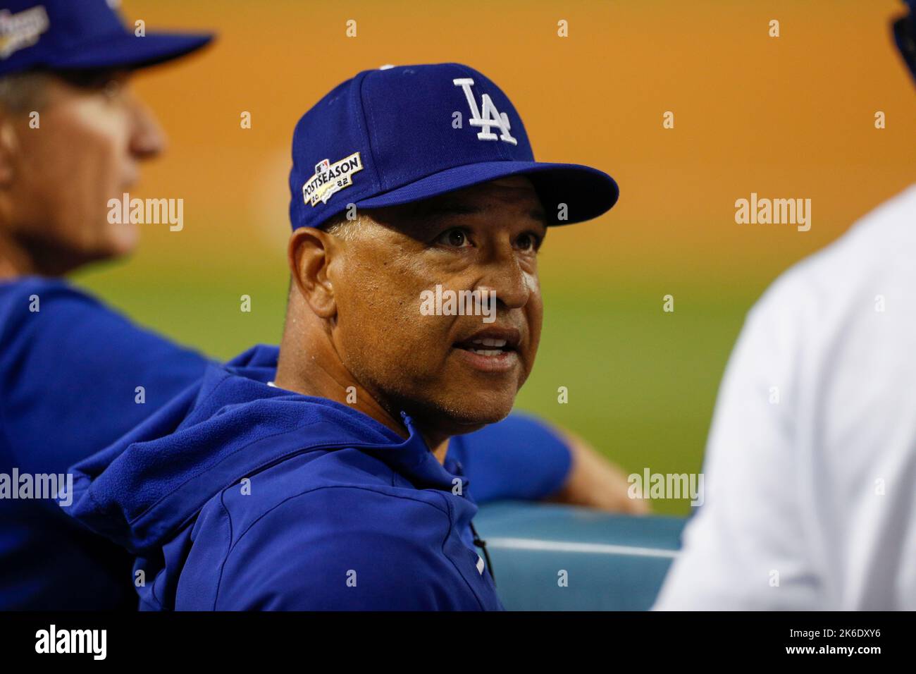 Los Angeles Dodgers manager Dave Roberts (30) reacts during the NLDS ...