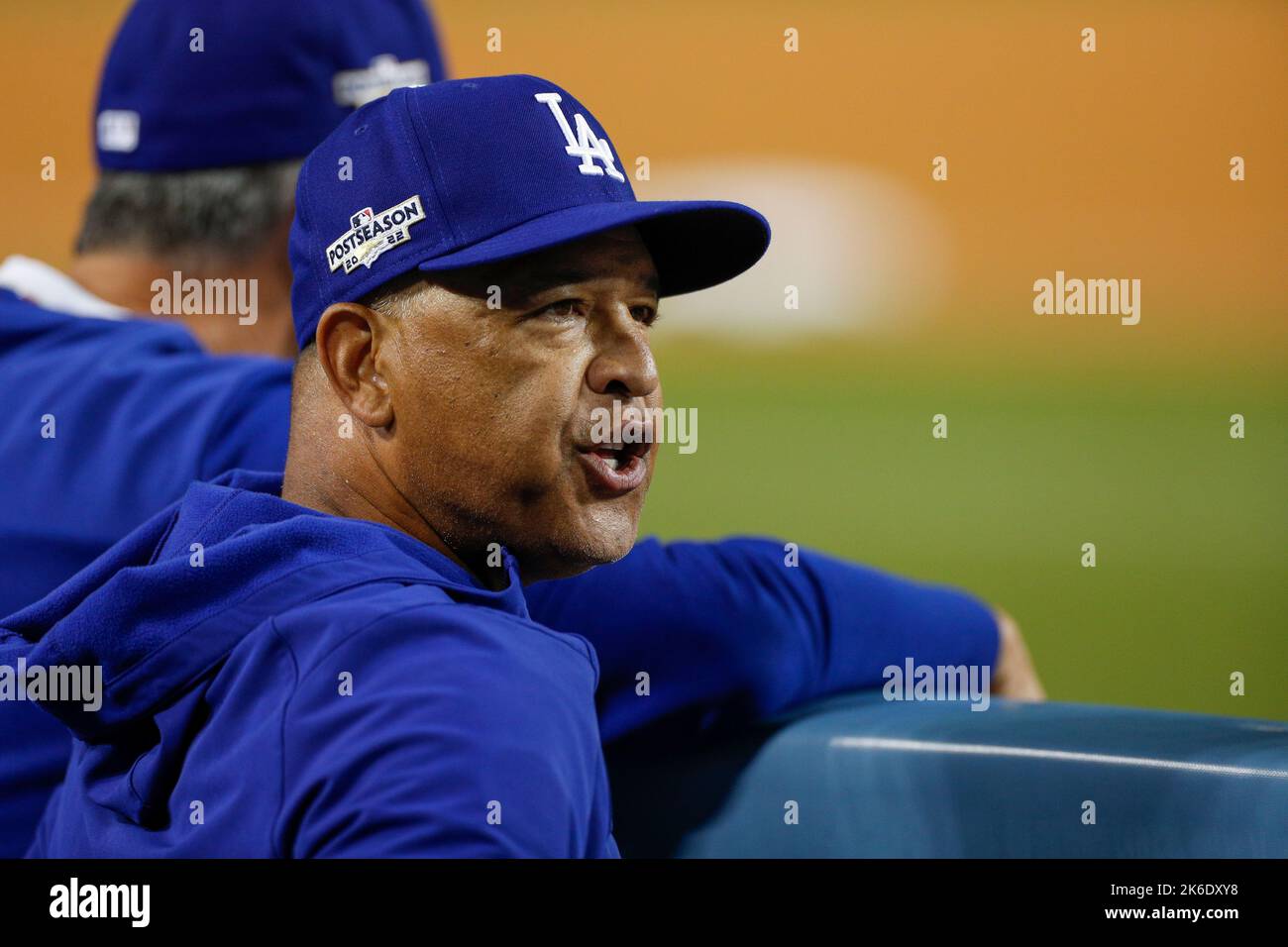 Los Angeles Dodgers manager Dave Roberts (30) reacts during the NLDS ...