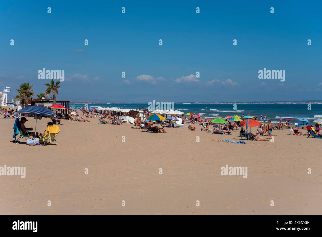 Beach in Guardamar del Segura, Spain. Mediterranean Costa Blanca beach ...