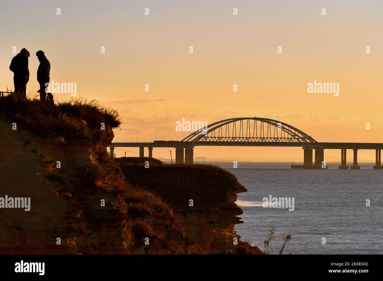 Views of Kerch. Crimean bridge in the Kerch Strait at sunset. 12.10. ...