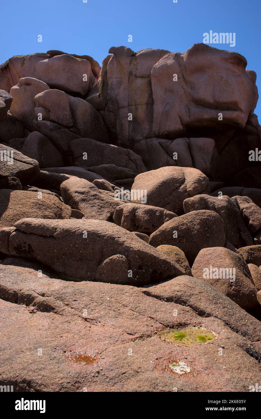 Monolithic blocks of pink granite in the Cotes d'Armor in Brittany ...
