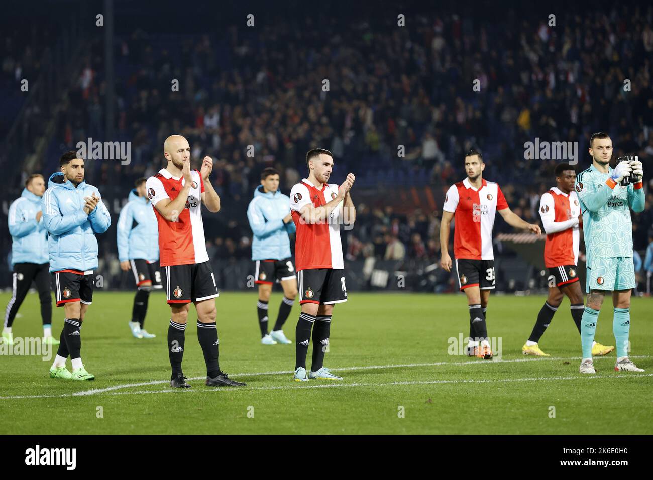 ROTTERDAM - Gernot Trauner of Feyenoord, Orkun Kokcu of Feyenoord, David Hancko of Feyenoord ...