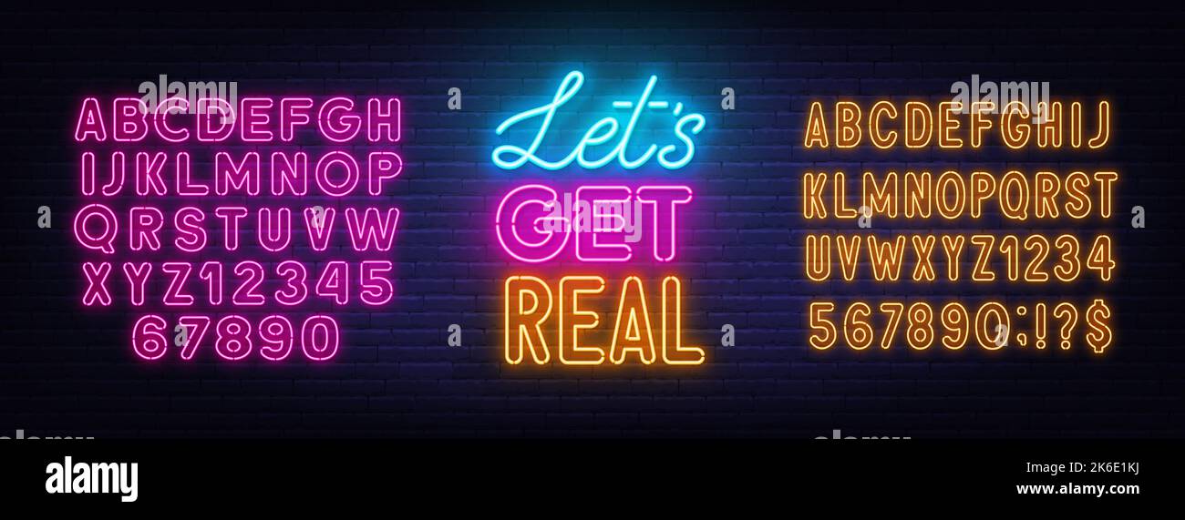 Glowing yellow neon alphabet letters hi-res stock photography and ...