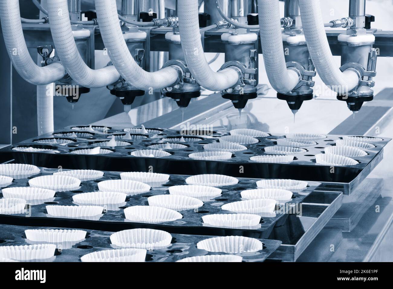 Sweets factory. Sweets production process. Conveyor belt with sweets ...