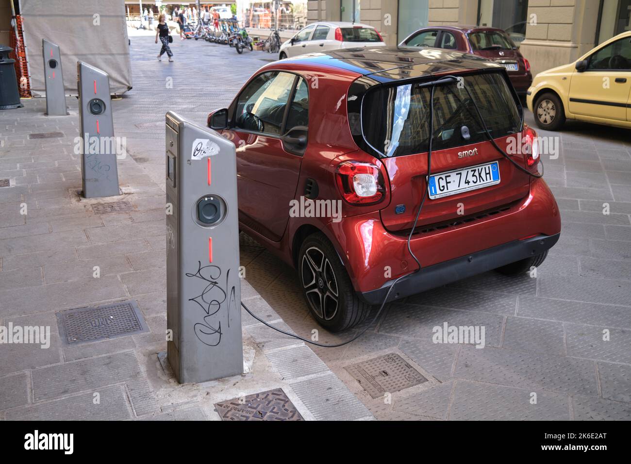 Electric Car at Charging Station in central Florence Italy Stock Photo ...