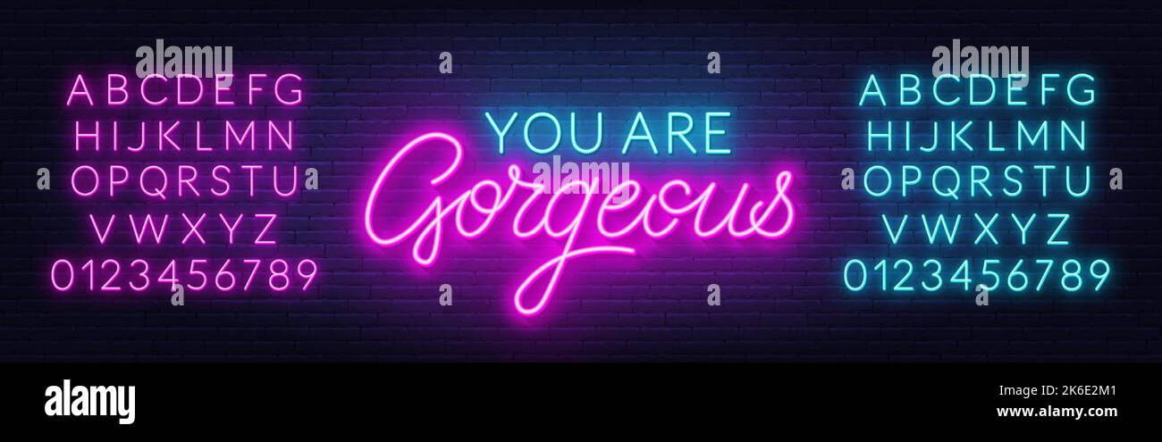 You are Gorgeous neon quote on a brick wall Stock Vector Image & Art ...