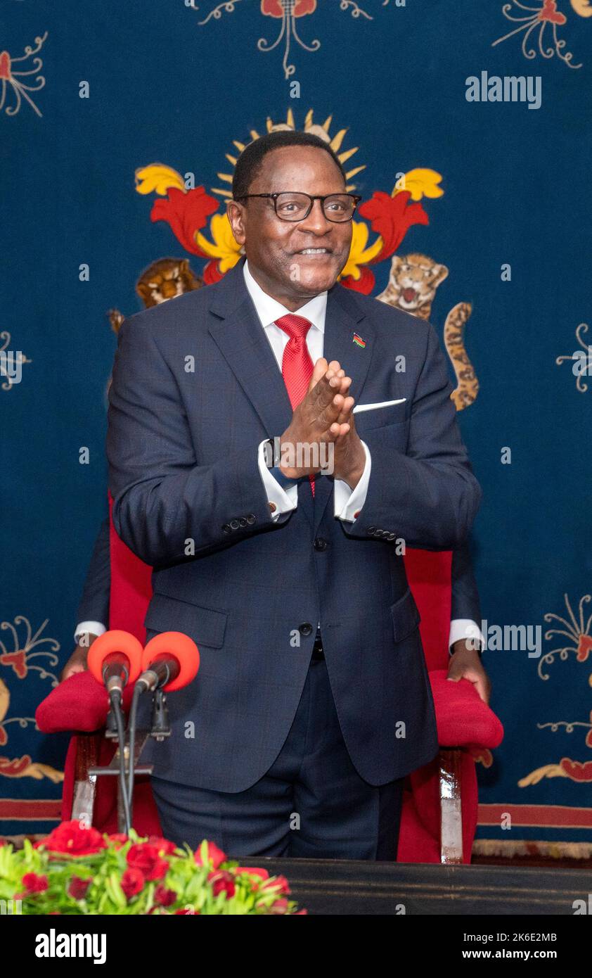 The President of Malawi Dr Lazarus McCarthy Chakwera during a meeting ...