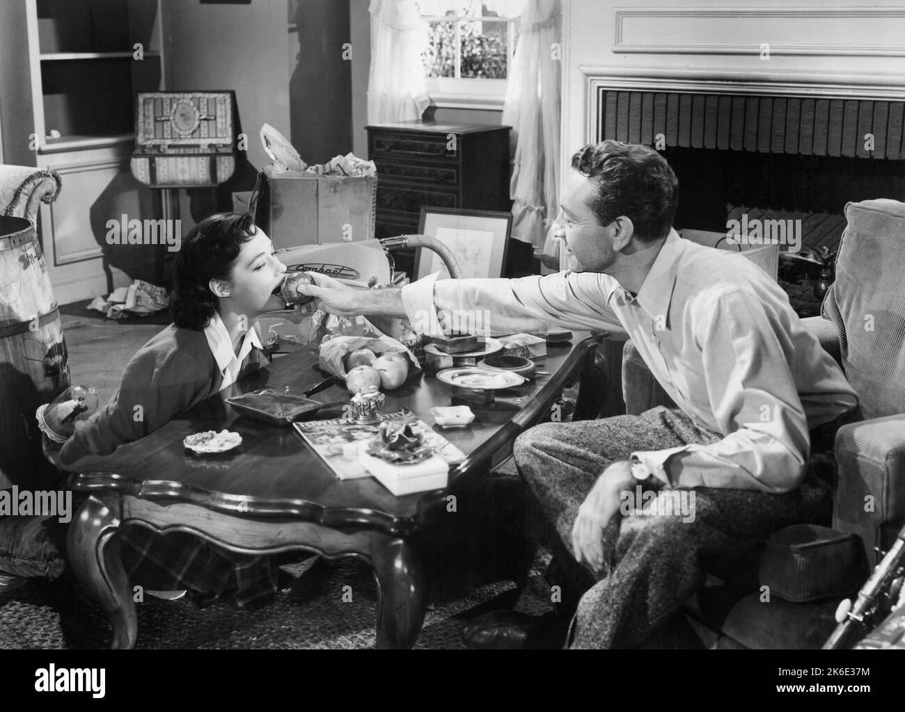 Margaret Reid, Paul Henreid, on-set of the Film, "For Men Only", Lippert Pictures, 1952 Stock ...