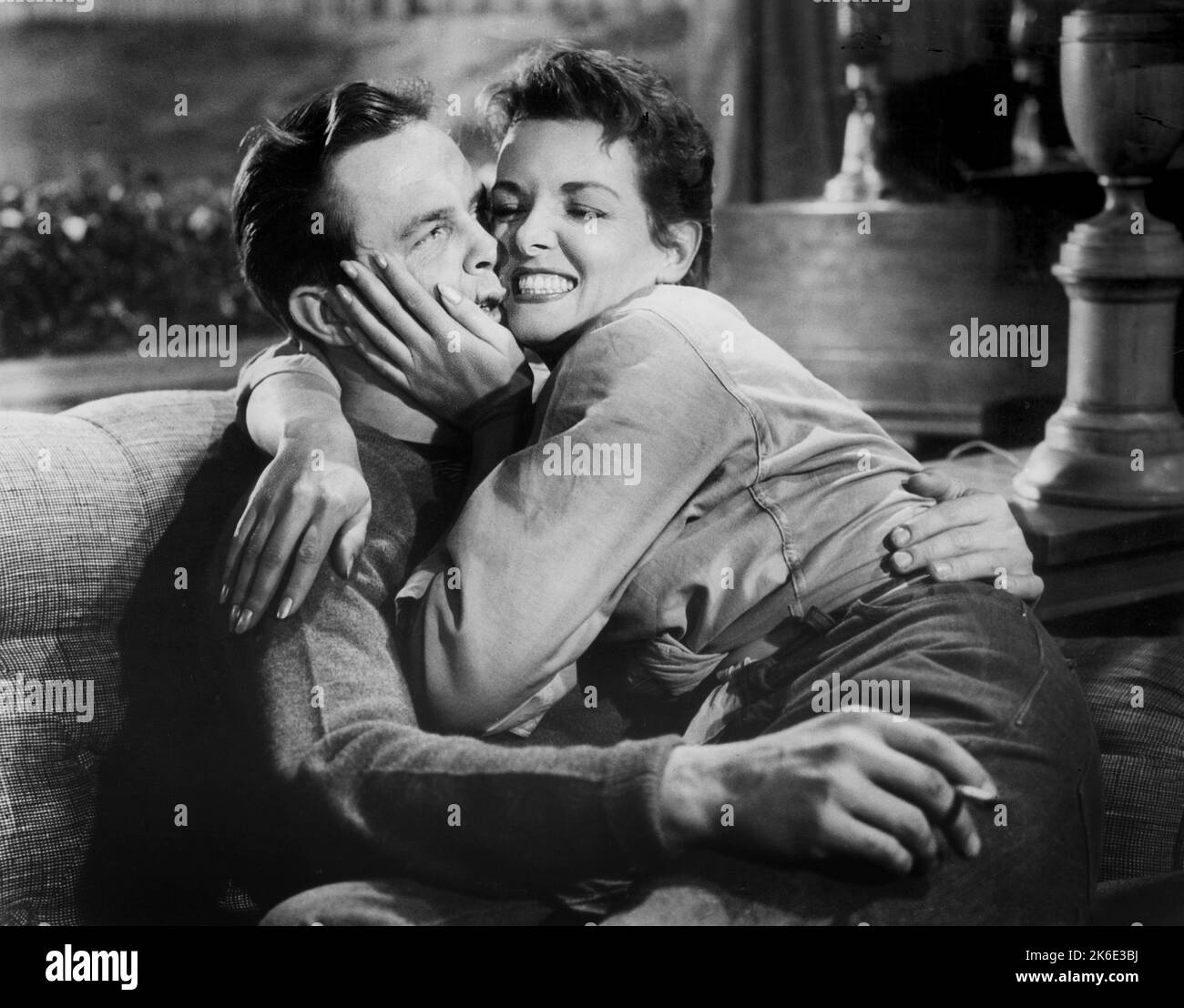 Ralph Meeker, Jane Russell, on-set of the Film, "The Fuzzy Pink ...