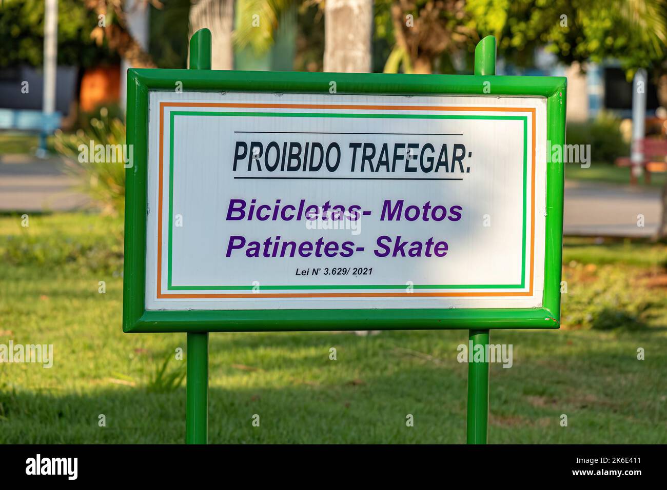 Cassilandia, Mato Grosso do Sul, Brazil - 10 02 2022: Sign in a public ...