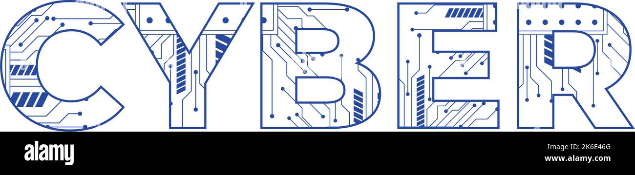 cyber lettering with circuit tech Stock Vector Image & Art - Alamy