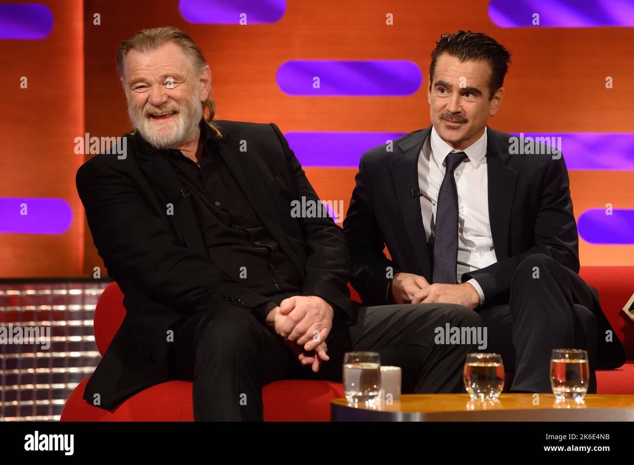 EDITORIAL USE ONLY Brendan Gleeson and Colin Farell during the filming ...