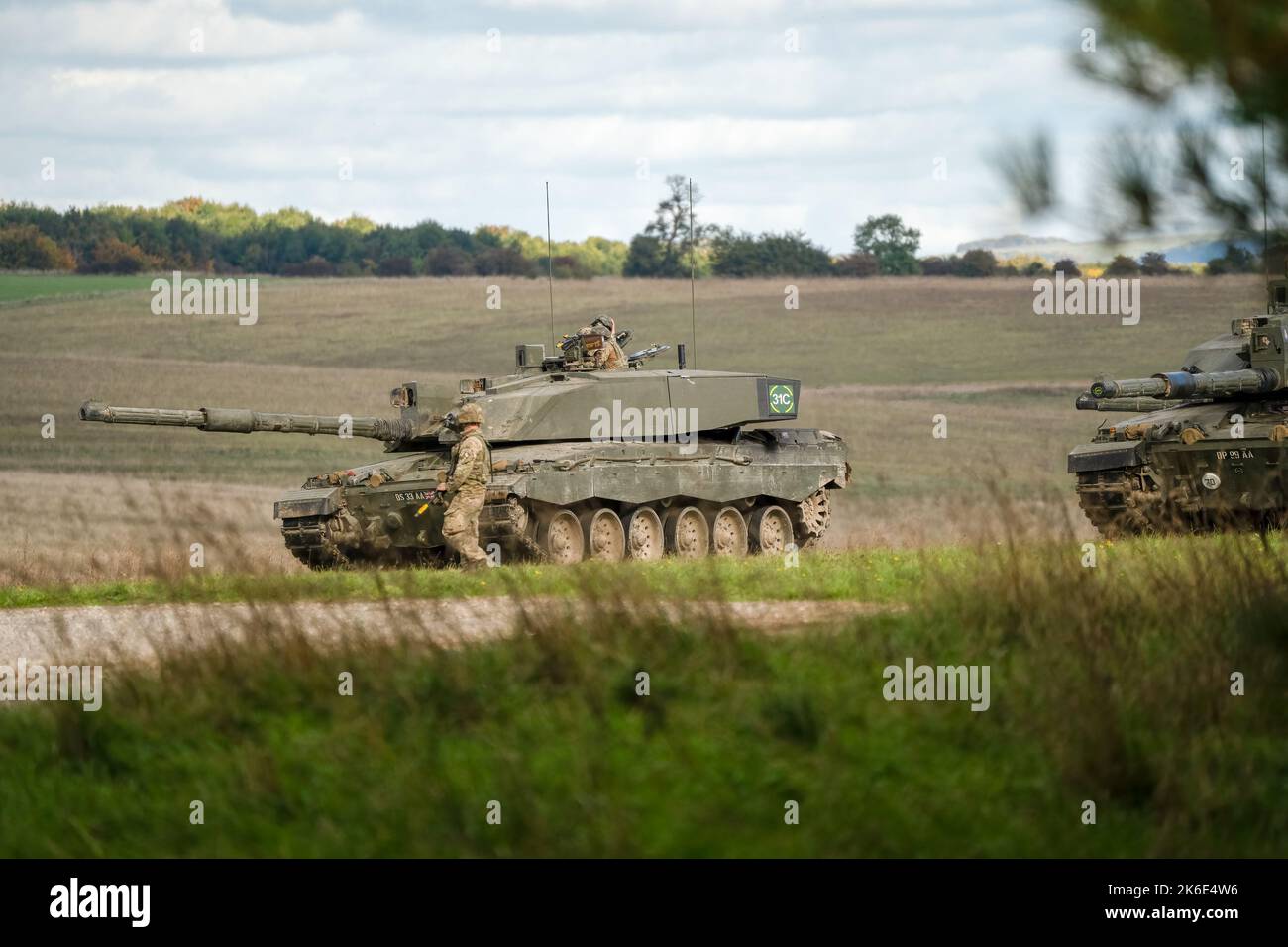 British army Challenger II 2 FV4034 main battle tank in action crossing ...