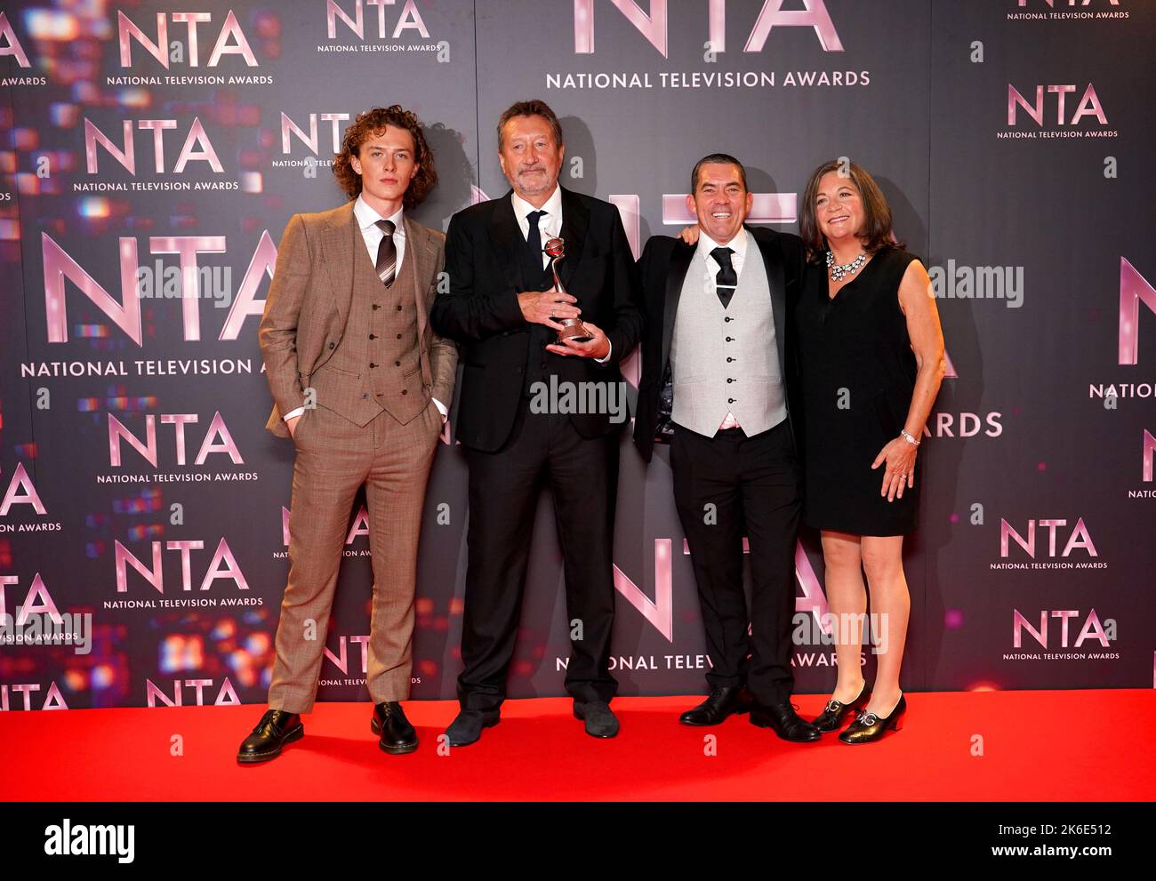 Harry Kirton, Steven Knight and Packy Lee in the press room after ...