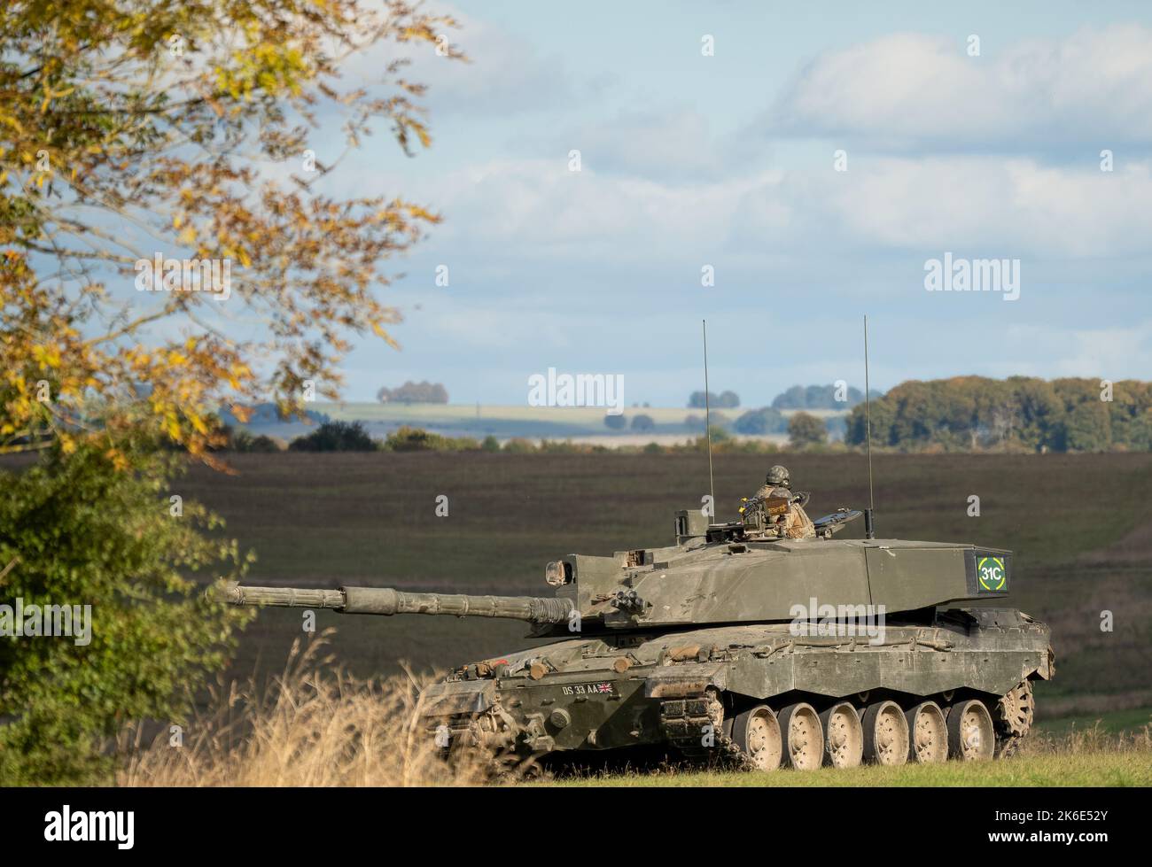 British army Challenger II 2 FV4034 main battle tank in action crossing ...
