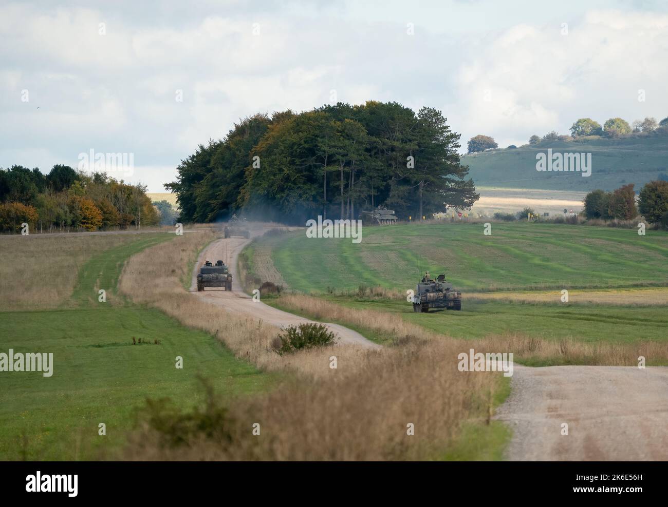 British army mechanised armoured unit of Challenger 2 tanks, Warrior ...