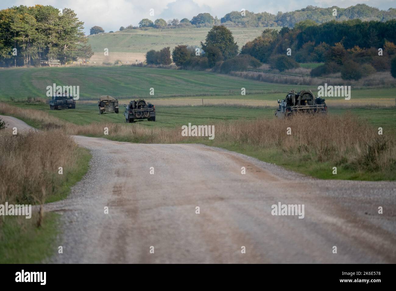 British army mechanised armoured unit of Challenger 2 tanks, Warrior ...