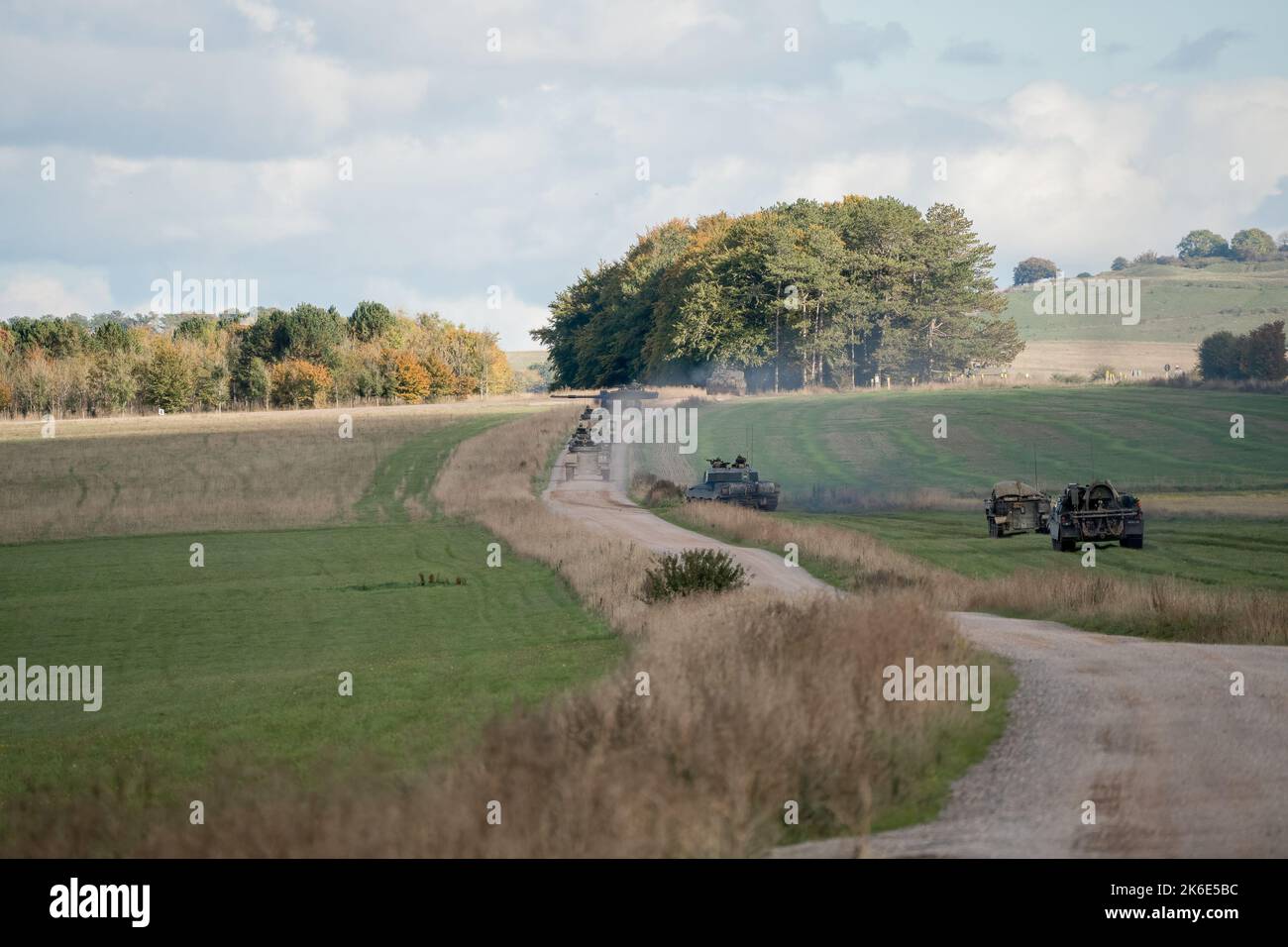 British army mechanised armoured unit of Challenger 2 tanks, Warrior ...