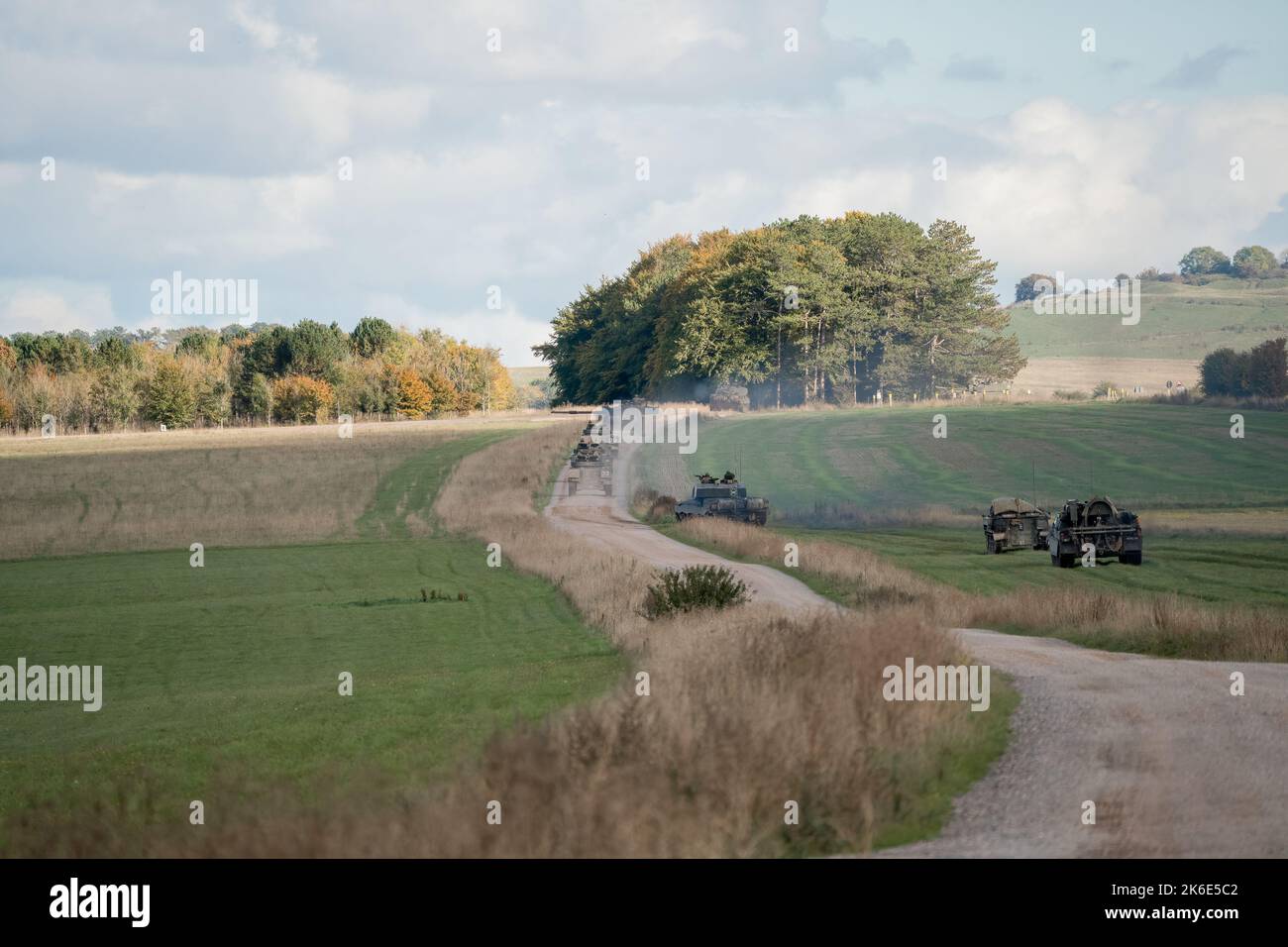 British army mechanised armoured unit of Challenger 2 tanks, Warrior ...