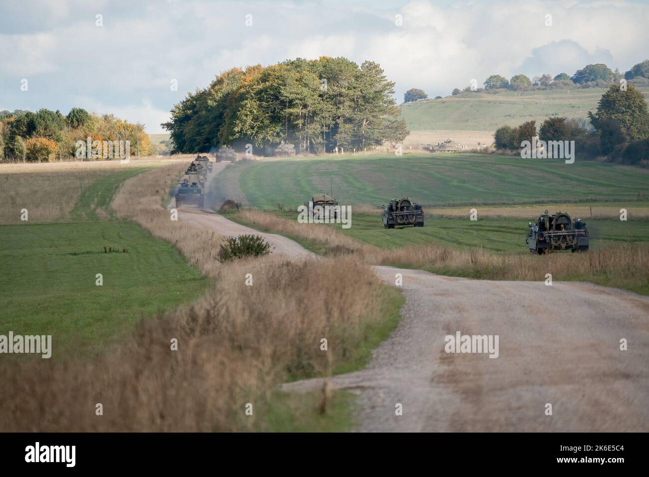 British army mechanised armoured unit of Challenger 2 tanks, Warrior ...