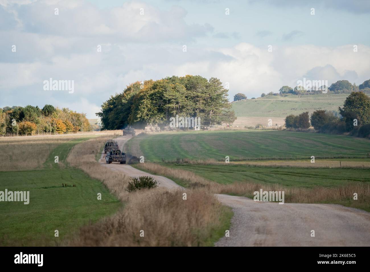 British army mechanised armoured unit of Challenger 2 tanks, Warrior ...