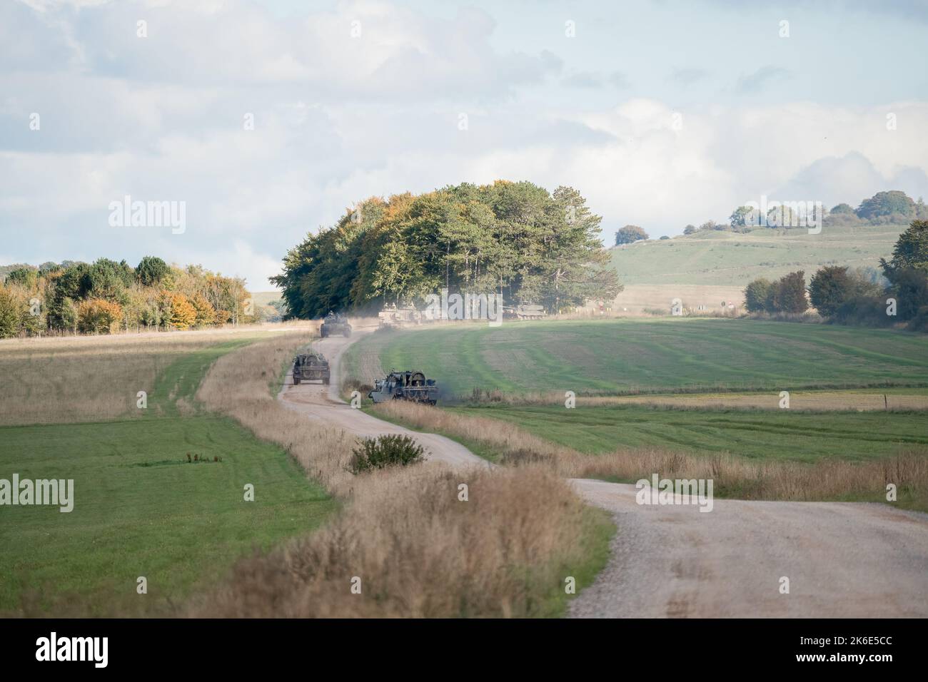 British army mechanised armoured unit of Challenger 2 tanks, Warrior ...