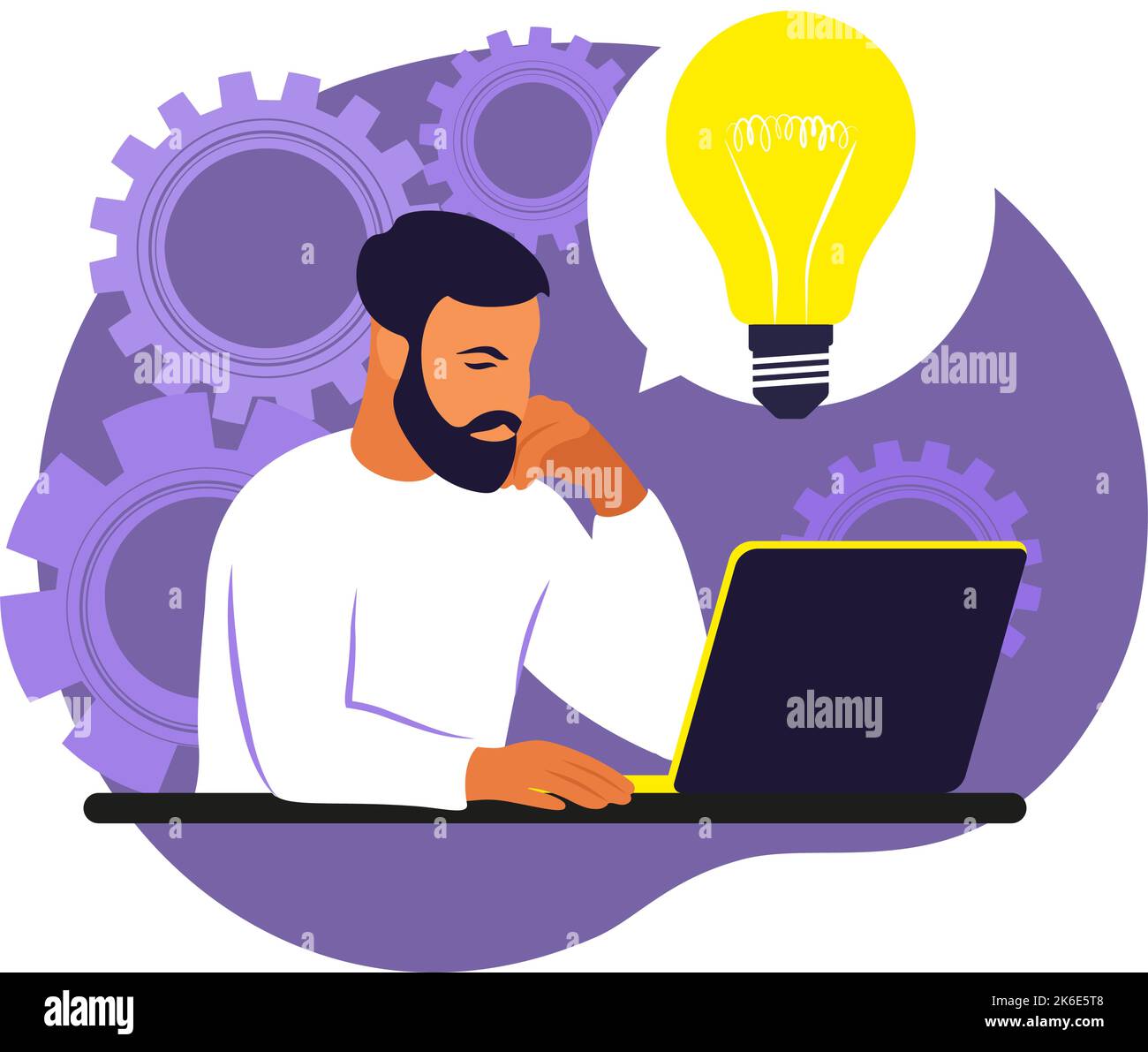 Business idea generation. Plan development. Brainstorming process. Businessman sitting with idea ...
