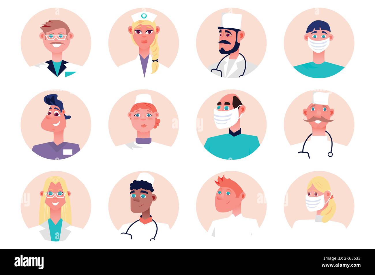 Medical staff people avatars isolated set. Portraits of female and male ... Medical staff people avatars isolated set. Portraits of female and male ...