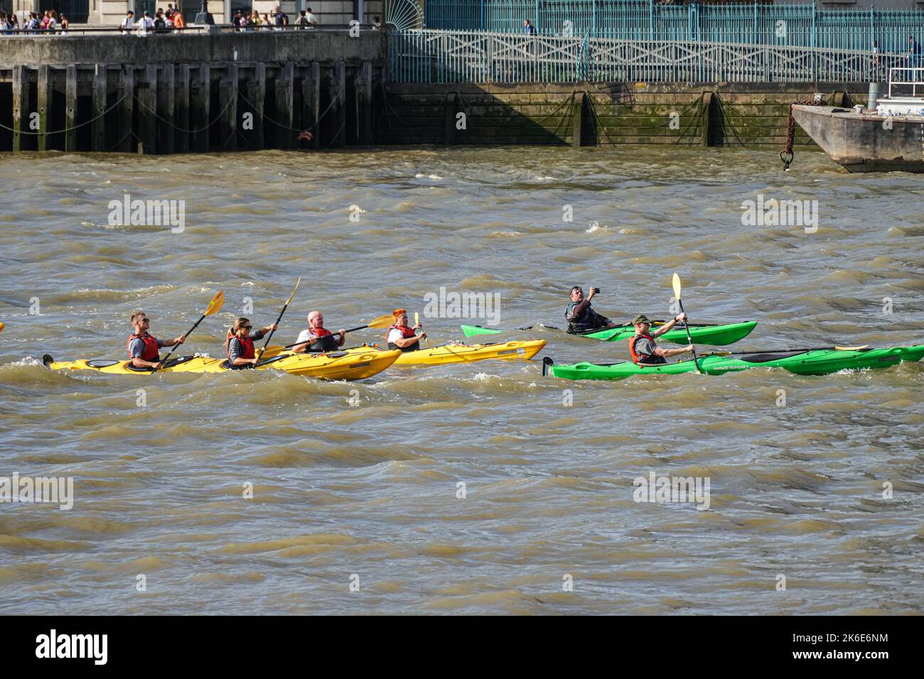 People kayaking on the River Thames, London England United Kingdom UK ...