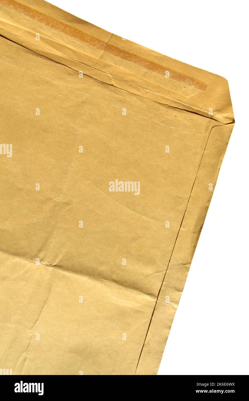 Brown and beige open cardboard paper mail envelope on a white ...
