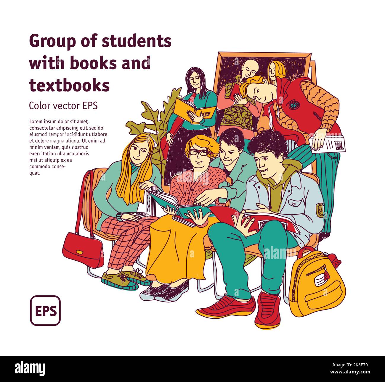 Group students working together Stock Vector Images - Alamy