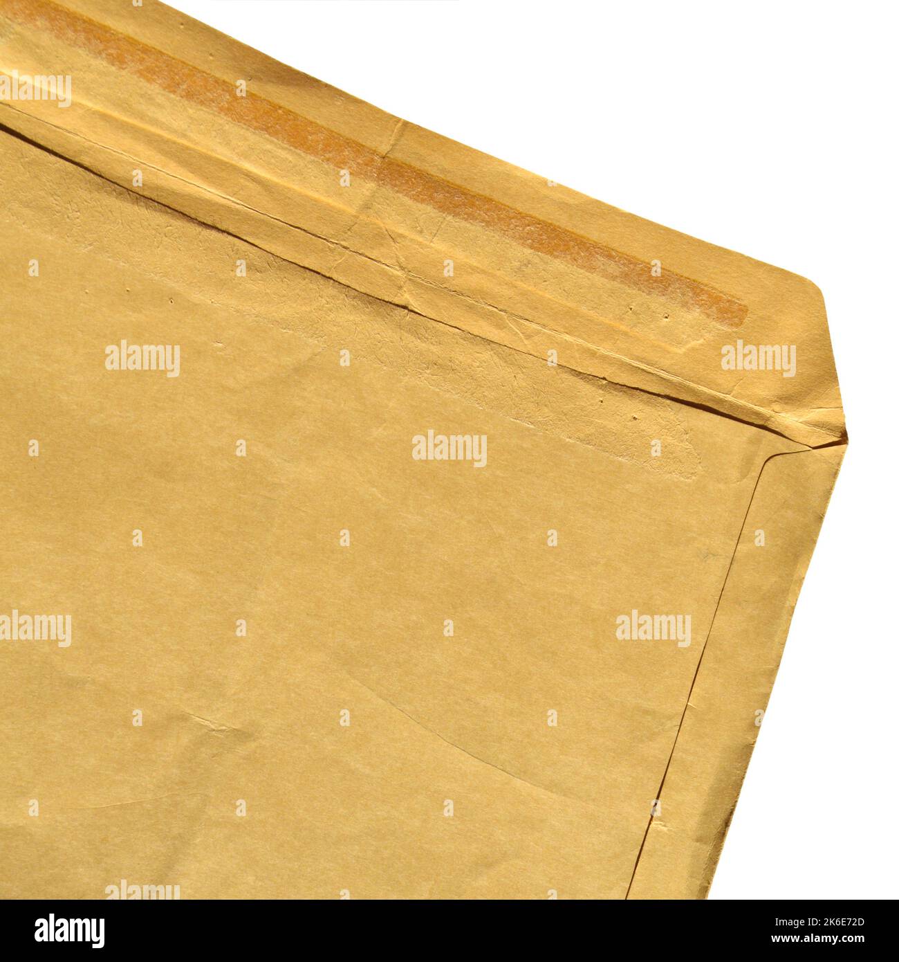 Brown and beige open cardboard paper mail envelope on a white ...
