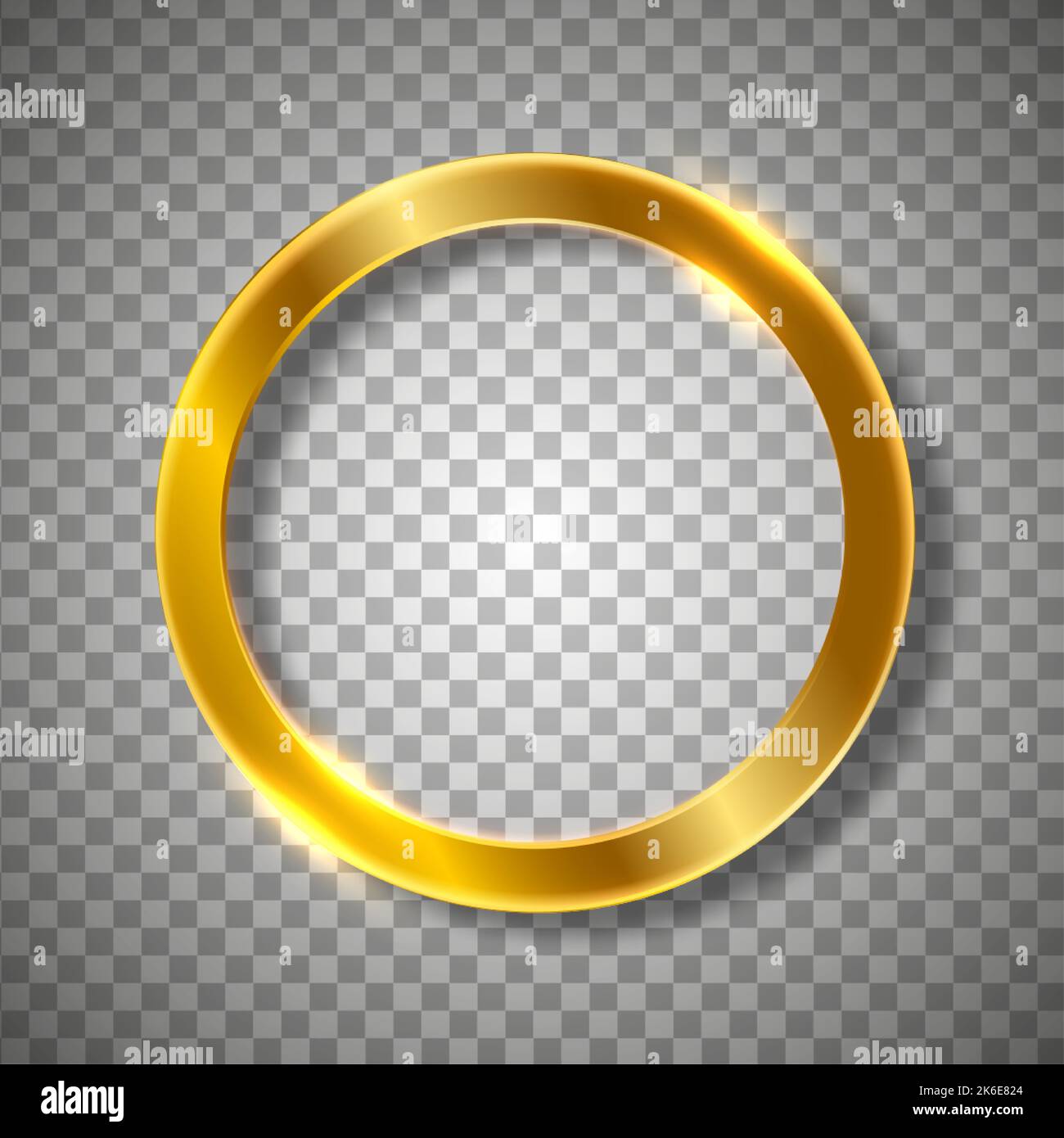 Round golden sparkling frame isolated on a transparent background ...