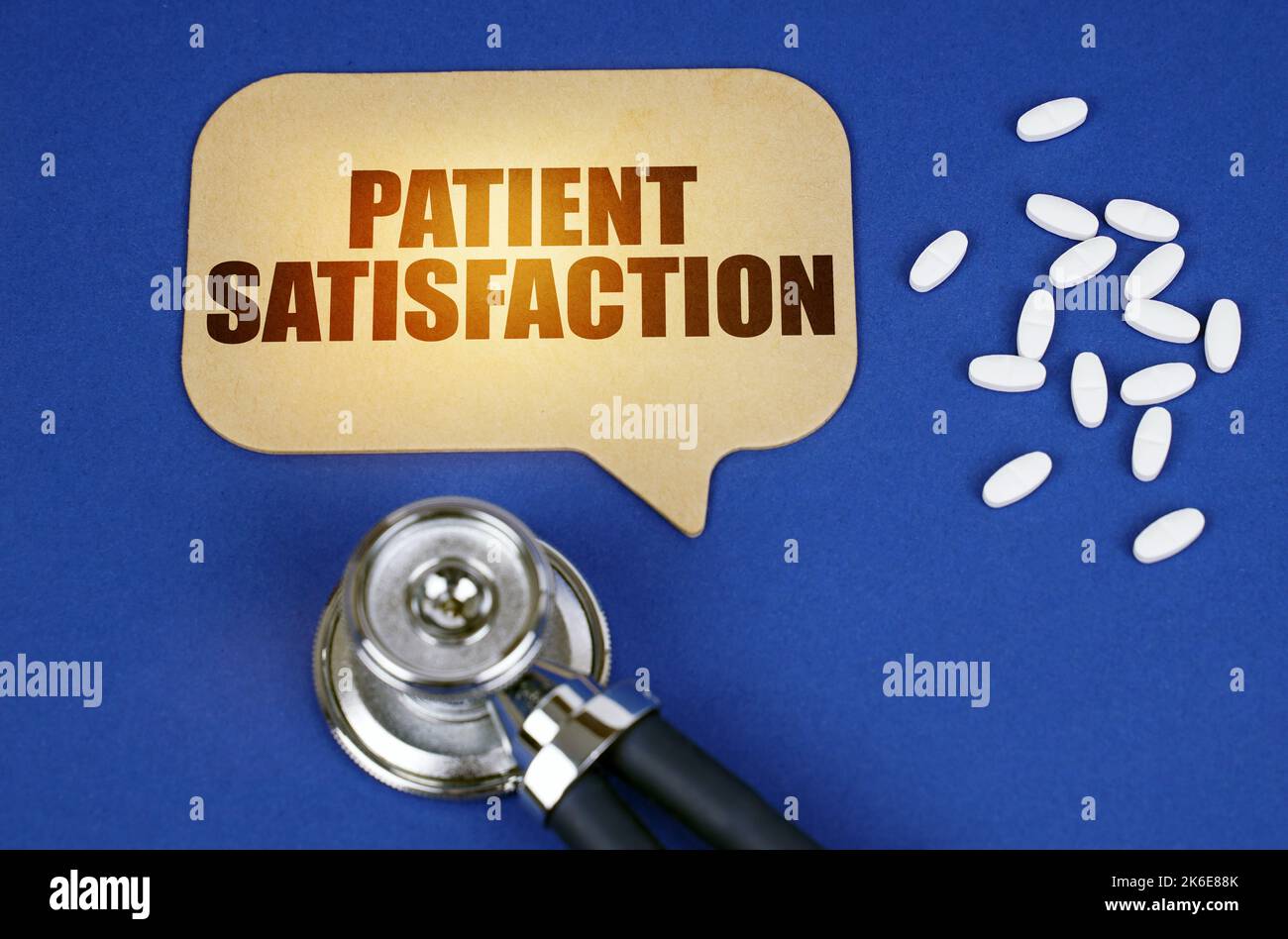 Medical concept. On the blue surface of the tablet, a stethoscope and a ...