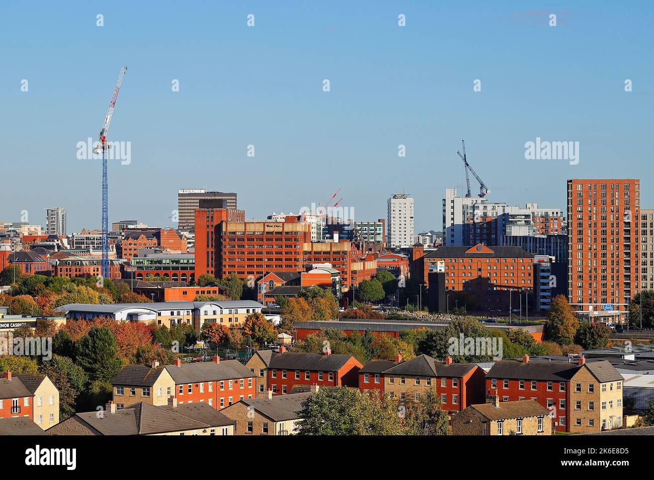 A view of Leeds City Centre with a new tower crane on the Lisbon Street ...