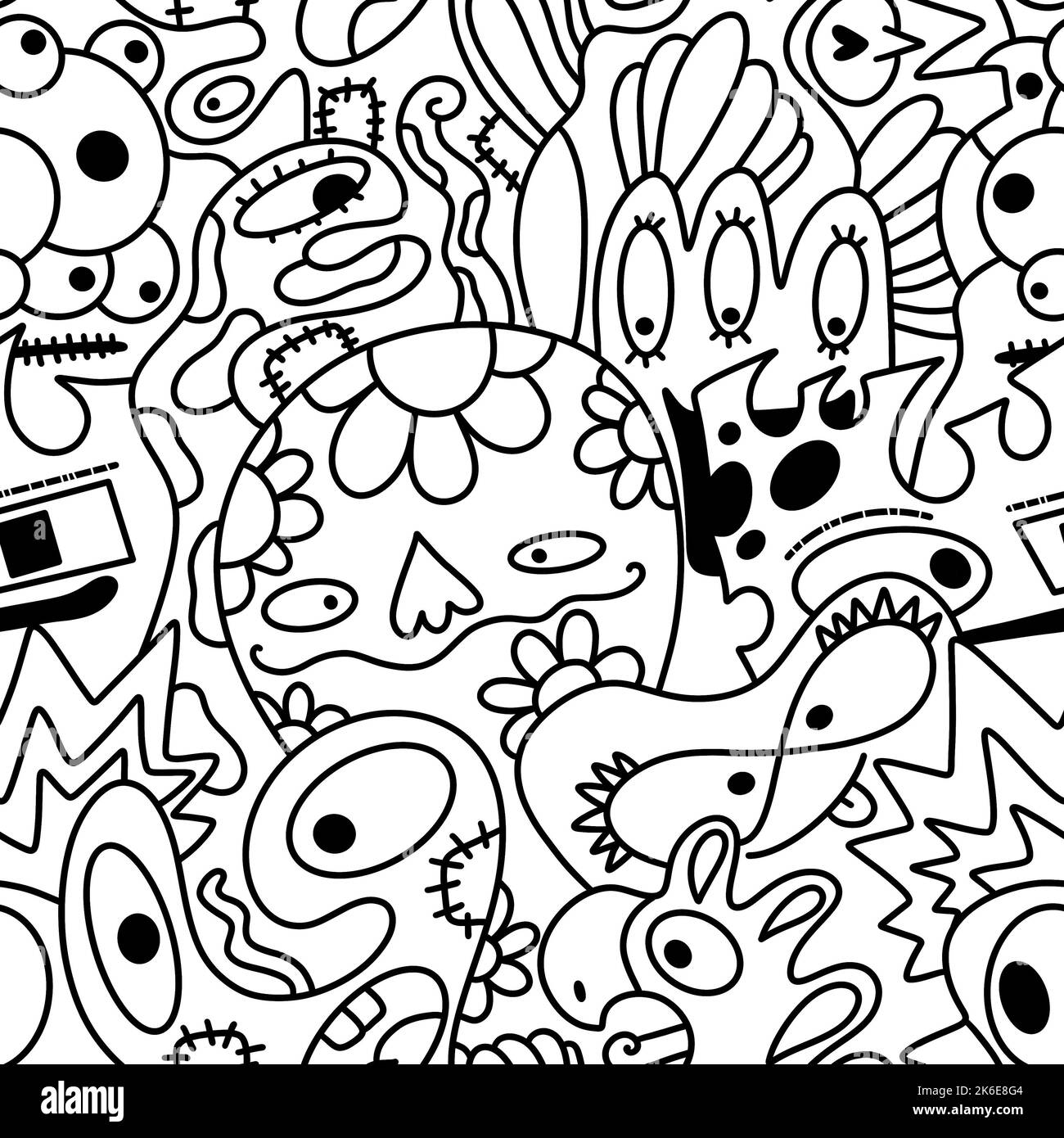 Cartoon seamless monster alien pattern for kids clothes print and ...