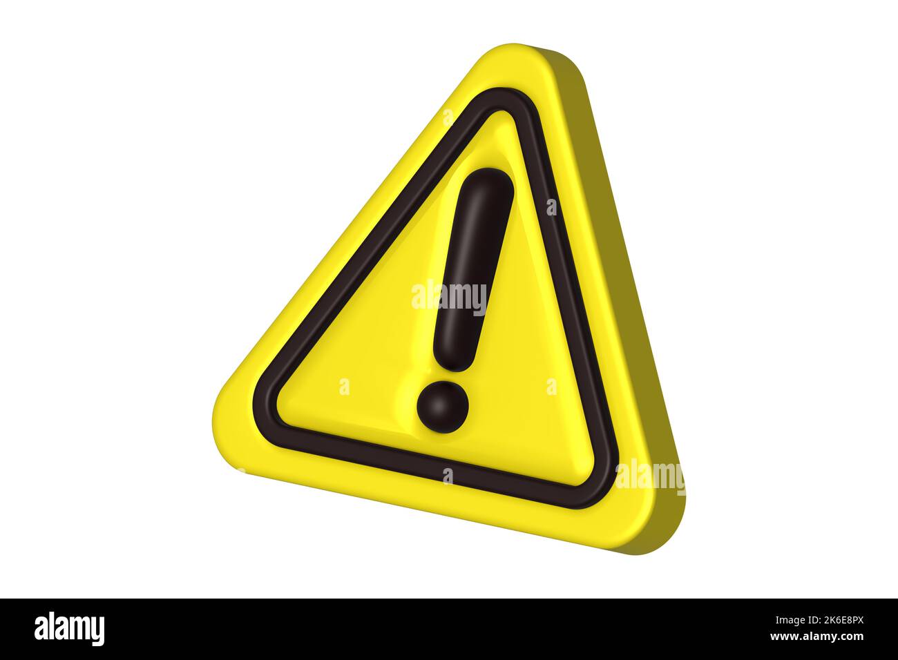 Illustrated isolated yellow attention sign in triangle shape on a white ...