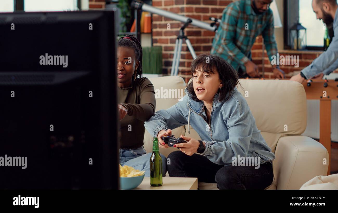 Frustrated people being angry about lost video games play, using tv ...