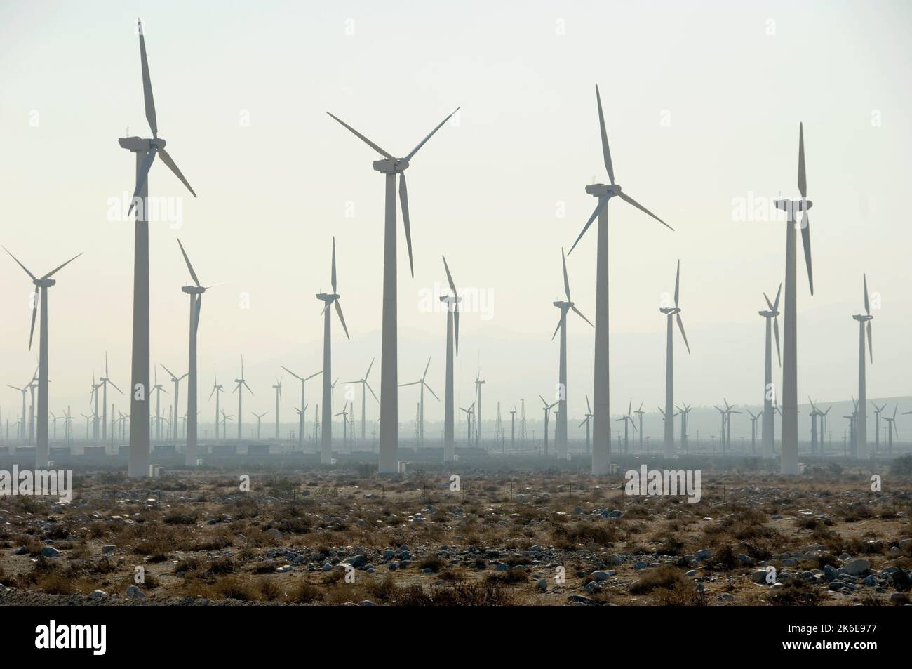 Wind electrical turbines in the California desert Stock Photo - Alamy