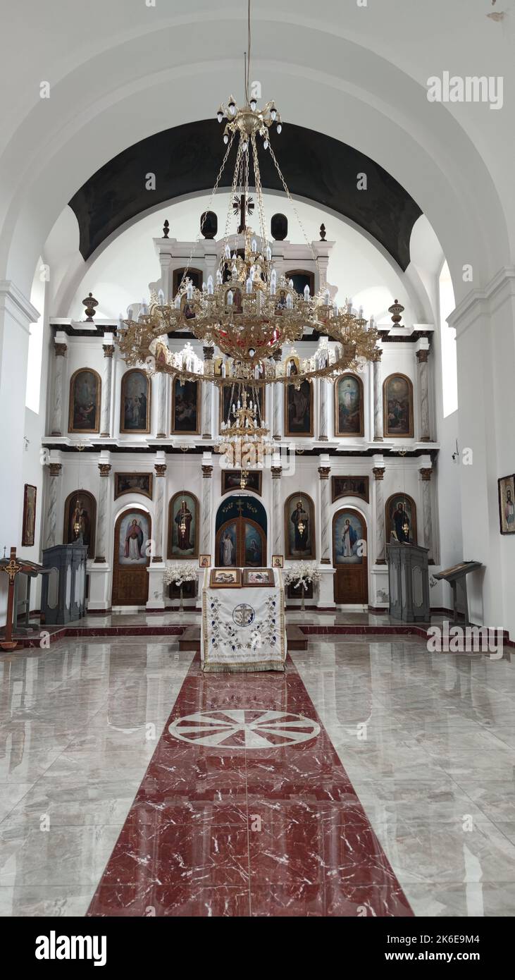 An inside view the altar of a church, vertical shot Stock Photo - Alamy