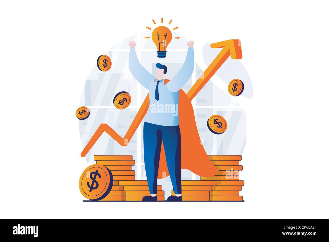 Business making concept with people scene in flat cartoon design ...