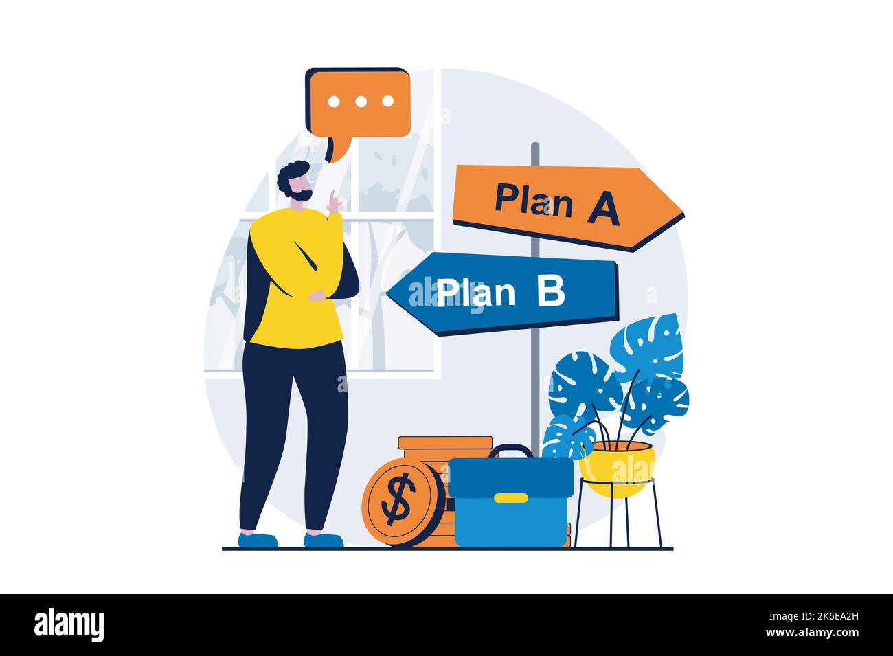 Business making concept with people scene in flat cartoon design. Man ...