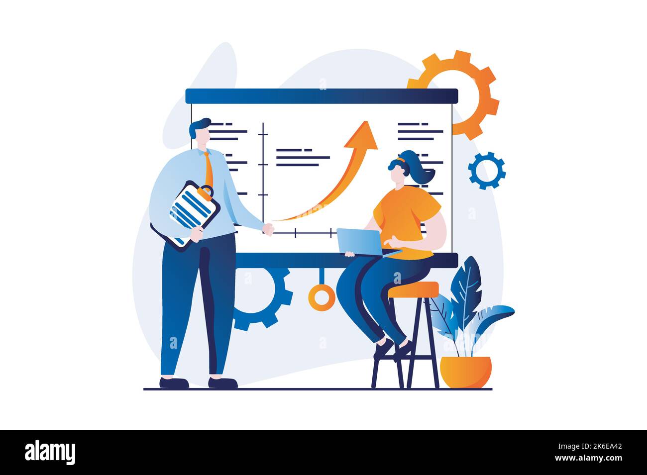 Business making concept with people scene in flat cartoon design. Man ...