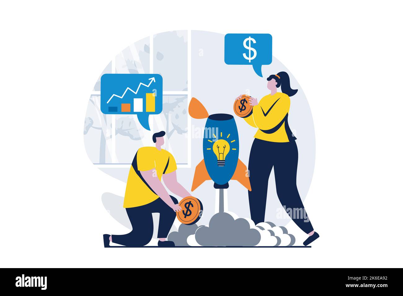 Business making concept with people scene in flat cartoon design ...