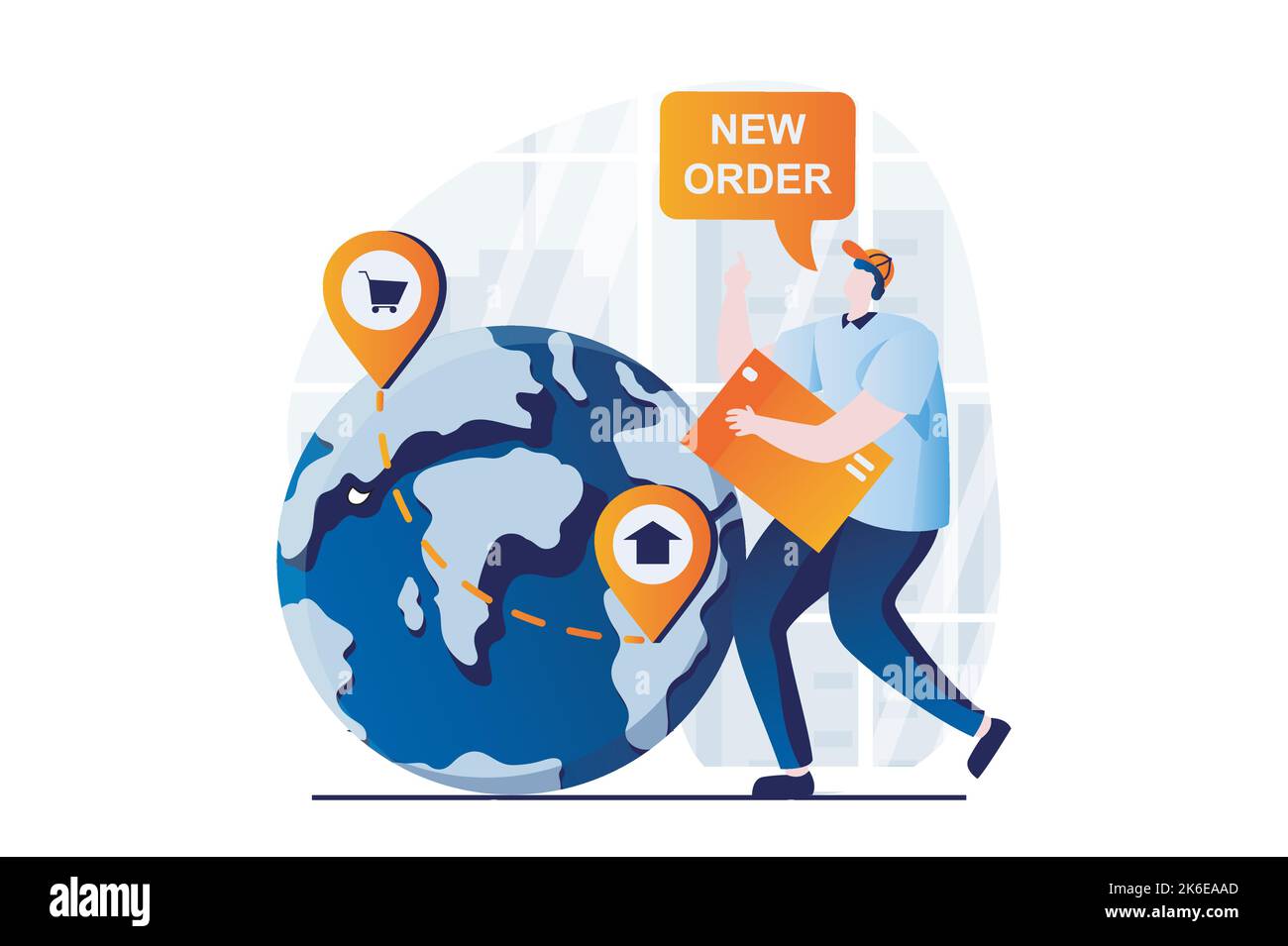 Delivery service concept with people scene in flat cartoon design ... Delivery service concept with people scene in flat cartoon design ...