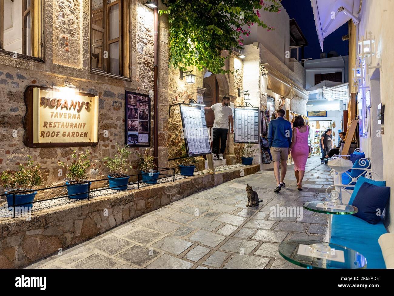 Lindos night greek islands greece hi-res stock photography and images ...